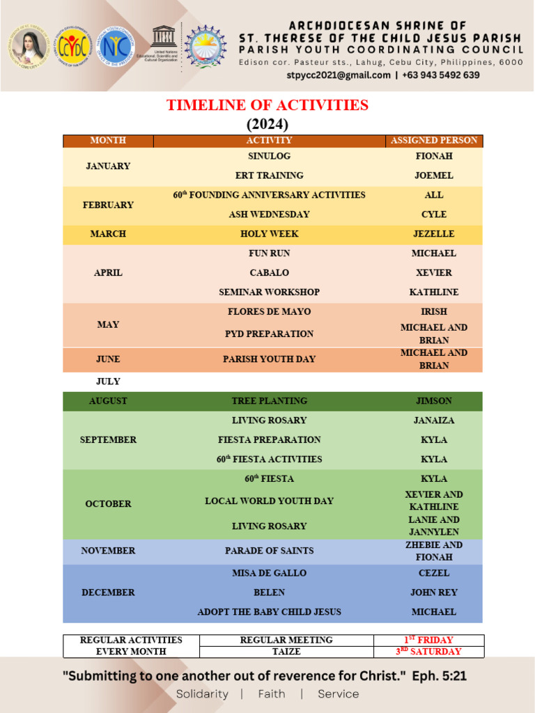 Timeline of Activities 2024 | PDF