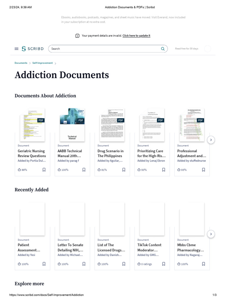 Addiction Documents & PDFs | PDF | Scribd | Health Sciences