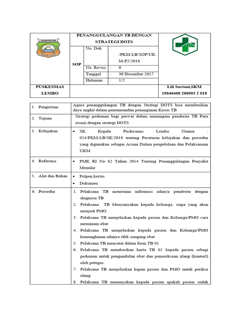 Sop TB | PDF | Pengembangan Diri | Kesehatan Holistik
