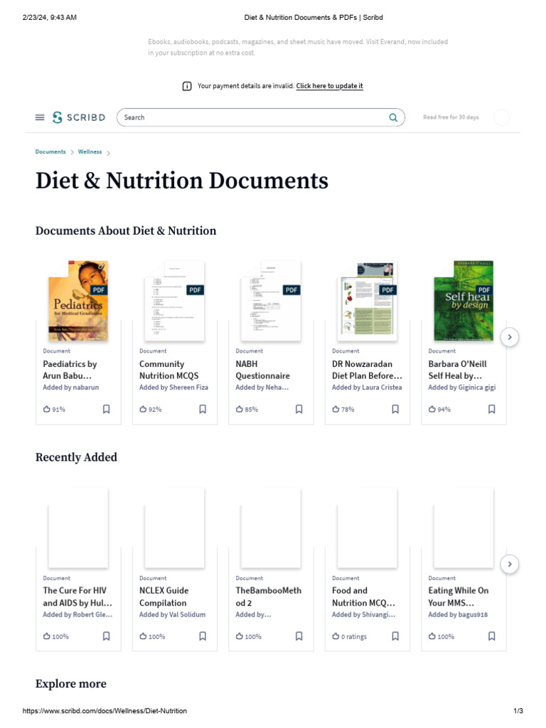 Diet & Nutrition Document | PDF | Scribd