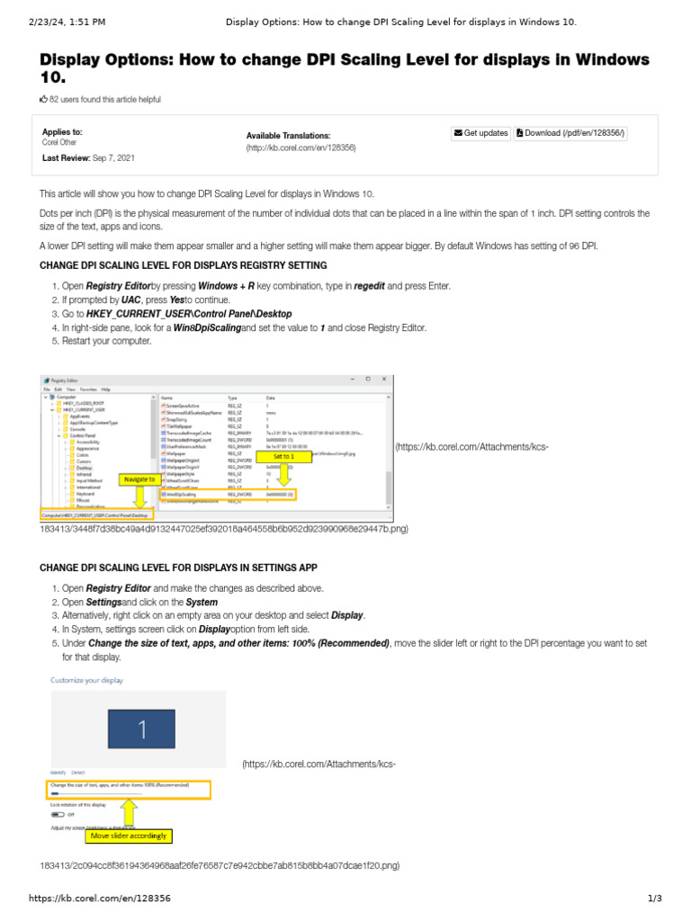 Display Options - How To Change DPI Scaling Level For Displays in ...