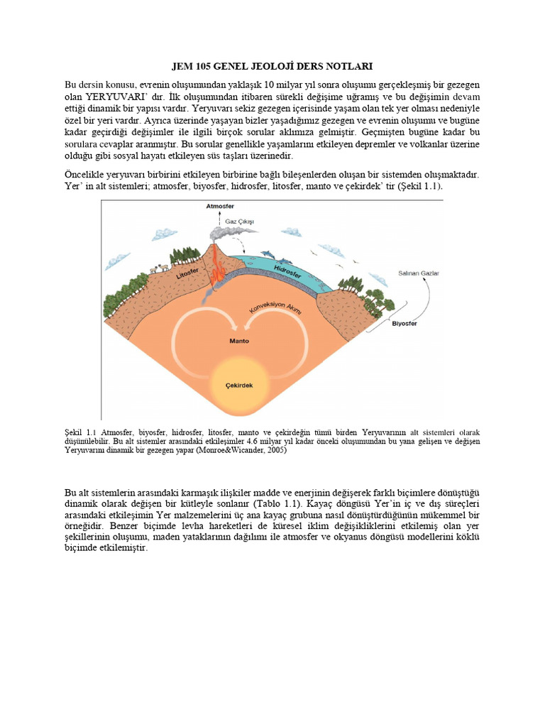 Jem 105 Genel Jeoloji̇ Ders Notlari-1 | PDF