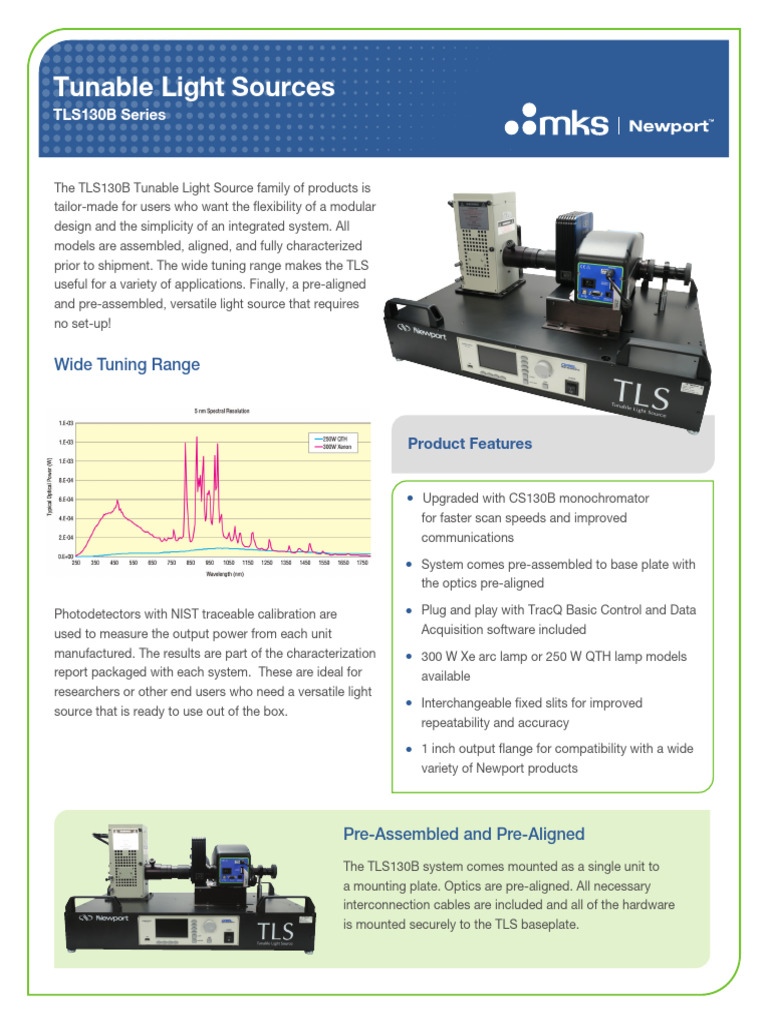 TLS130B Tunable Light Source Overview | PDF | Optics | Electromagnetic Radiation