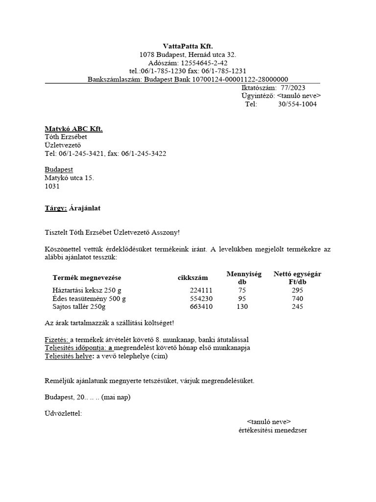 Uzleti Level Dolgozat | PDF