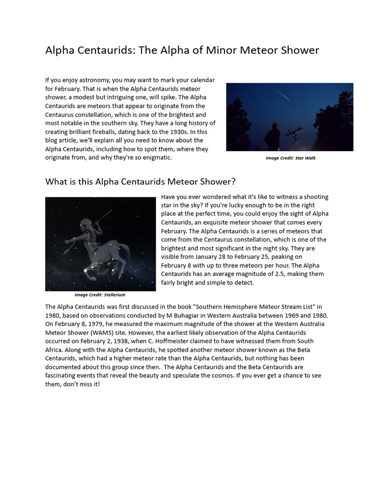 Alpha Centaurids | PDF | Meteoroid | Physical Sciences