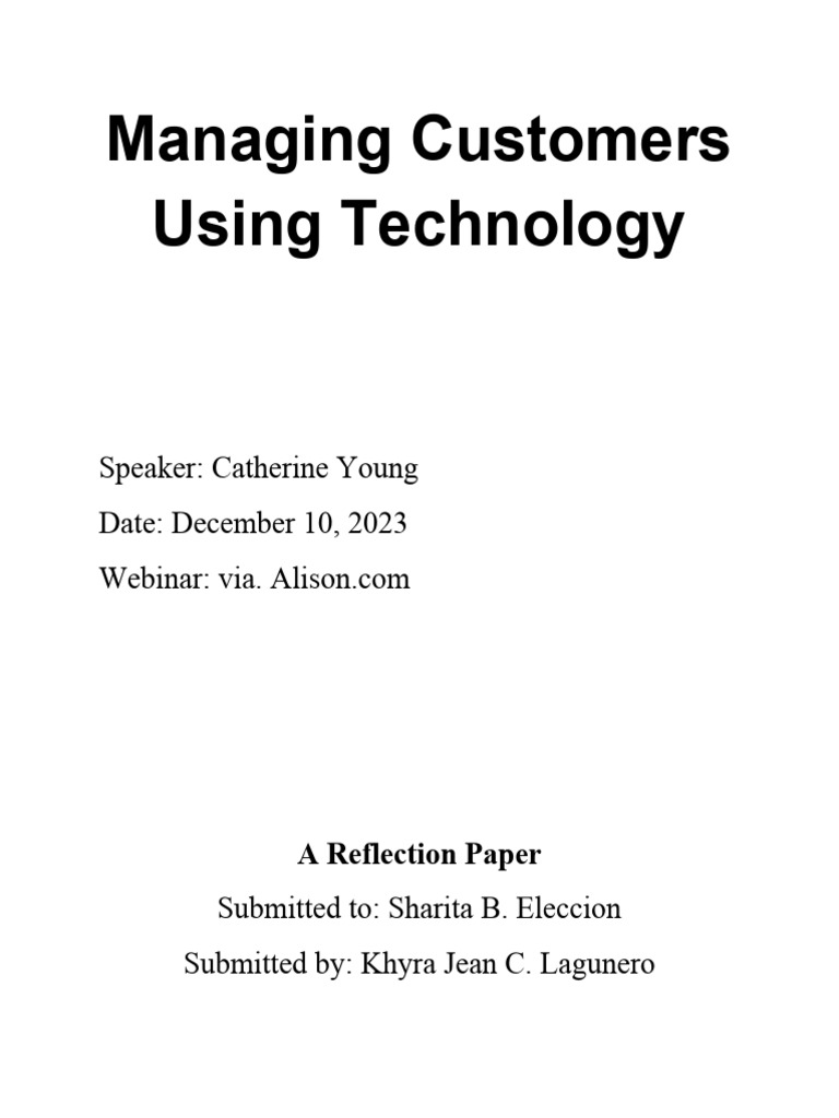 Managing Customers Using Technology | PDF | Customer Relationship ...