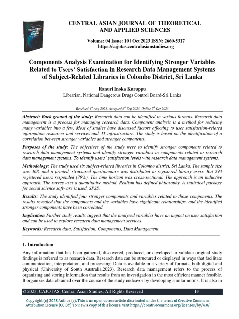 Components Analysis Examination For Identifying Stronger Variables Related To Users ...