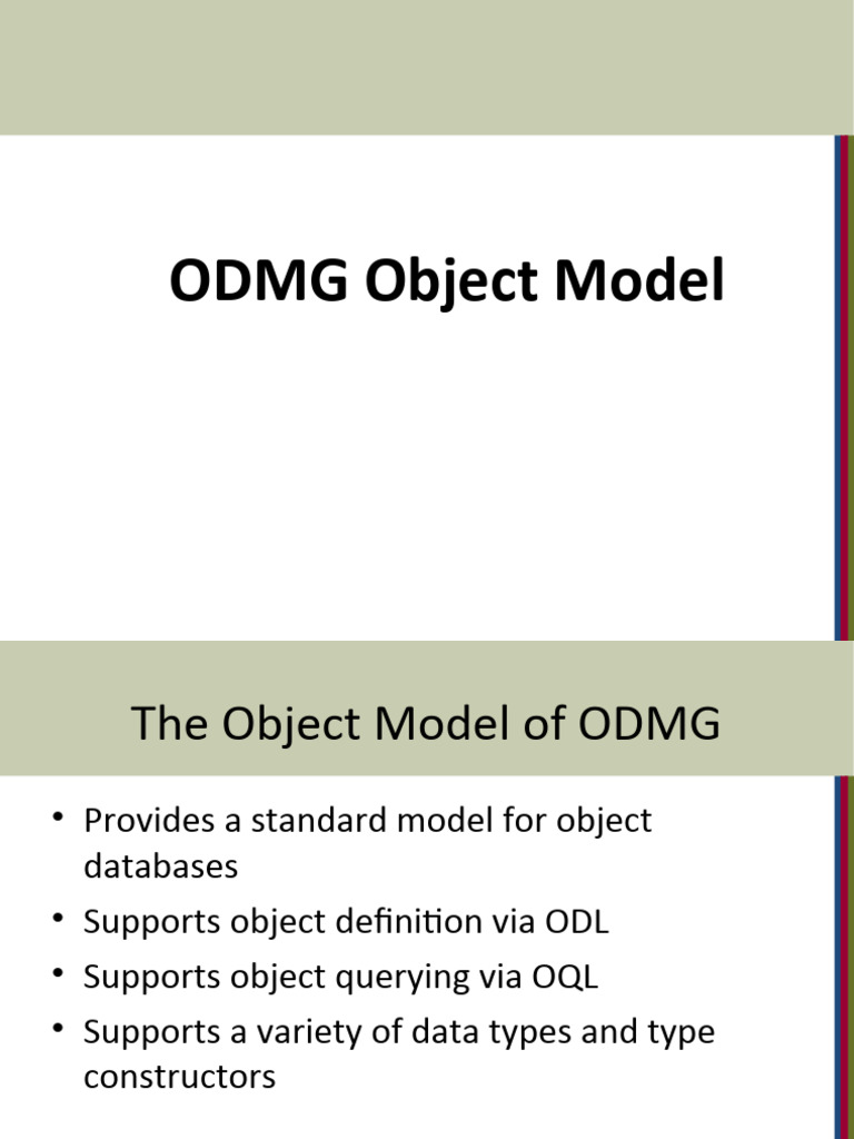 Unit 5 - ODMG Object Model | PDF | Class (Computer Programming) | Object (Computer Science)