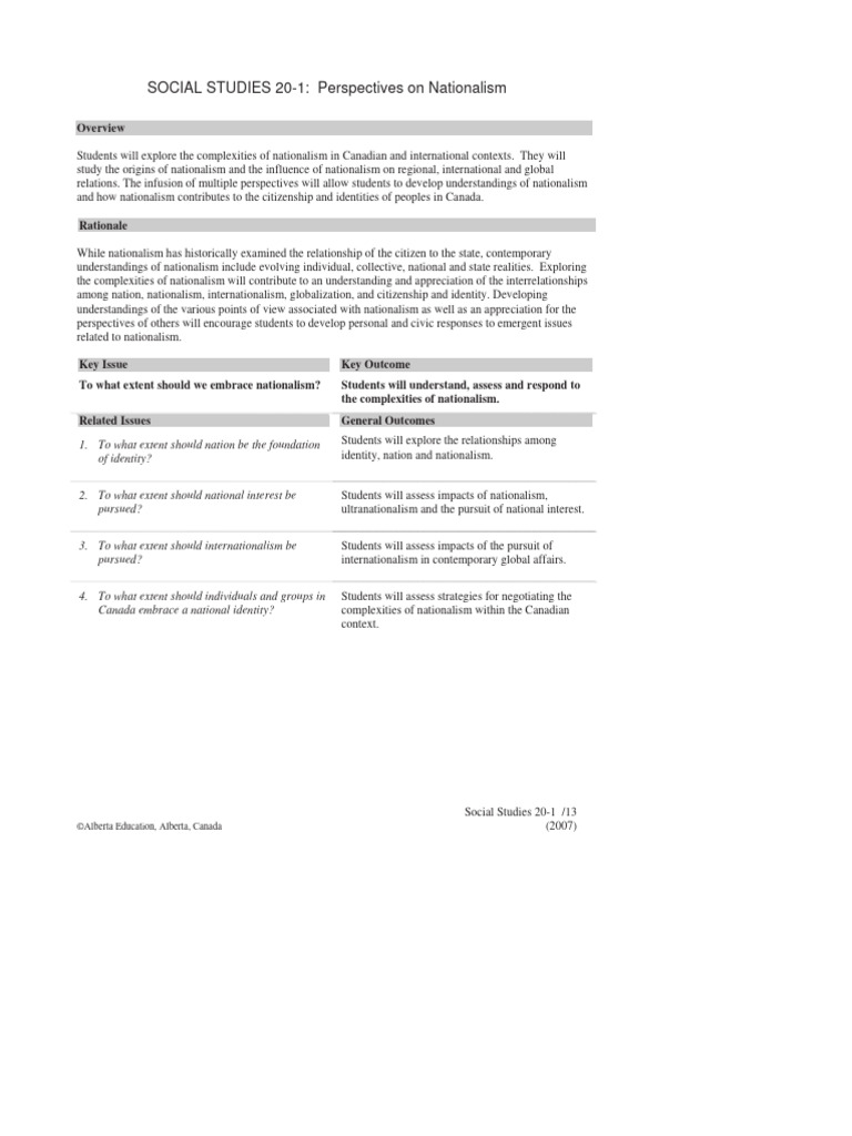 Social Studies 20-1 | PDF | Information | Nationalism