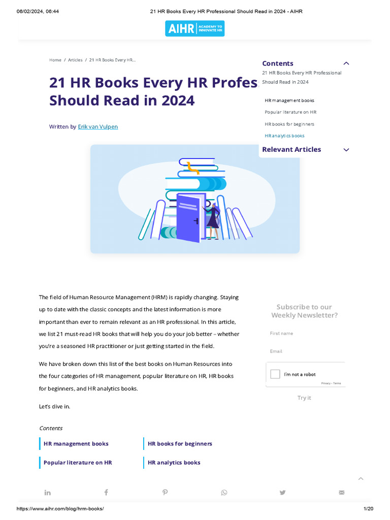 21 HR Books Every HR Professional Should Read in 2024 - AIHR | Download ...