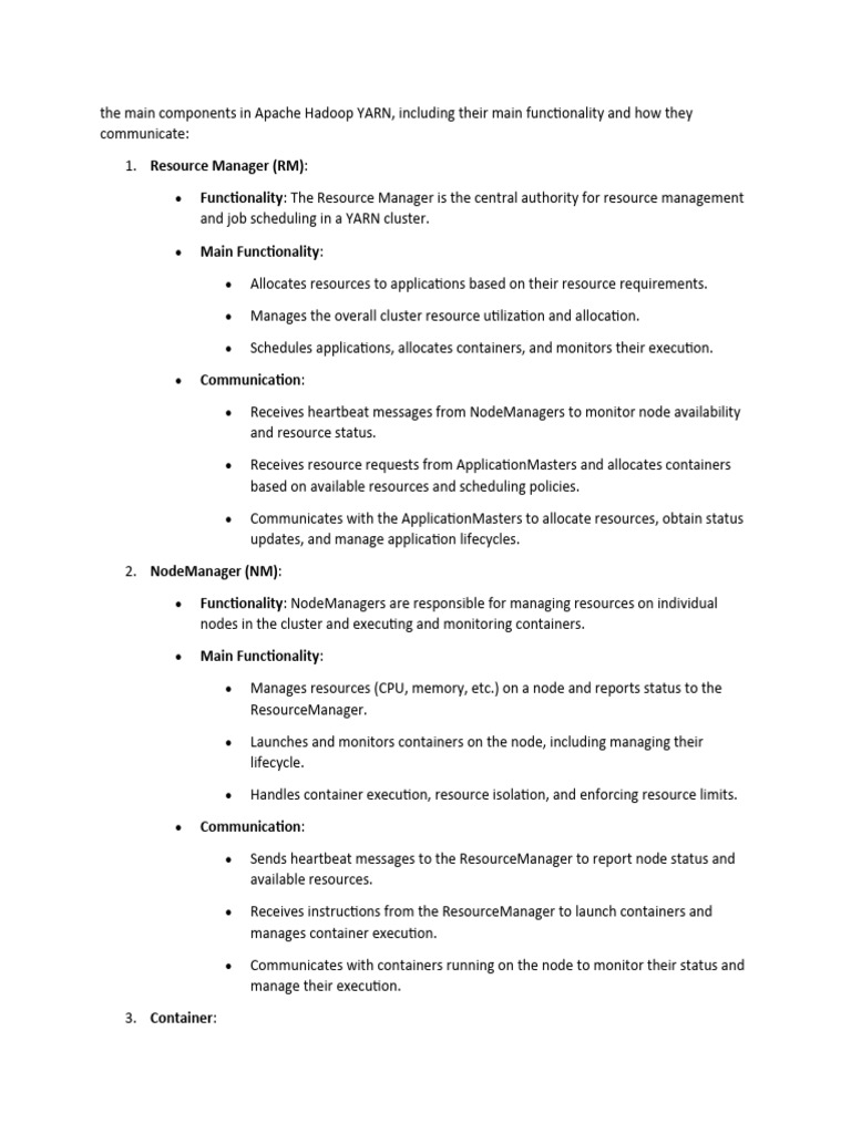 The Main Components in Apache Hadoop YARN | PDF
