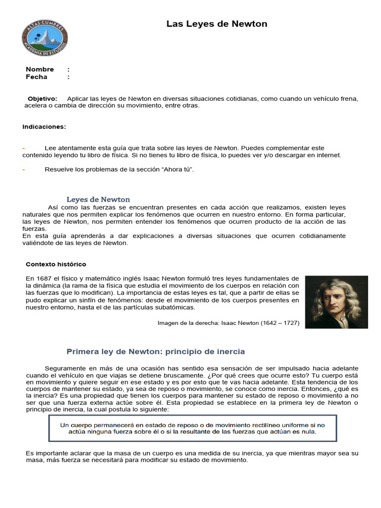 2M - Física - Guía-Leyes de Newton | PDF | Fuerza | Las leyes del ...
