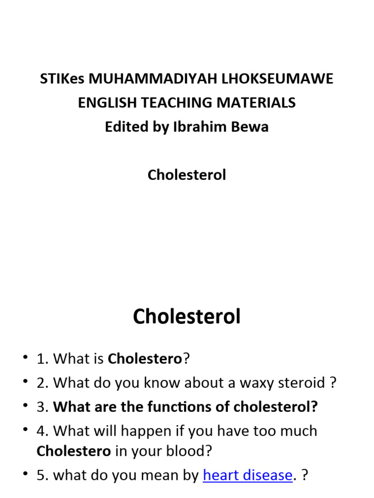 Cholesterol Pdf