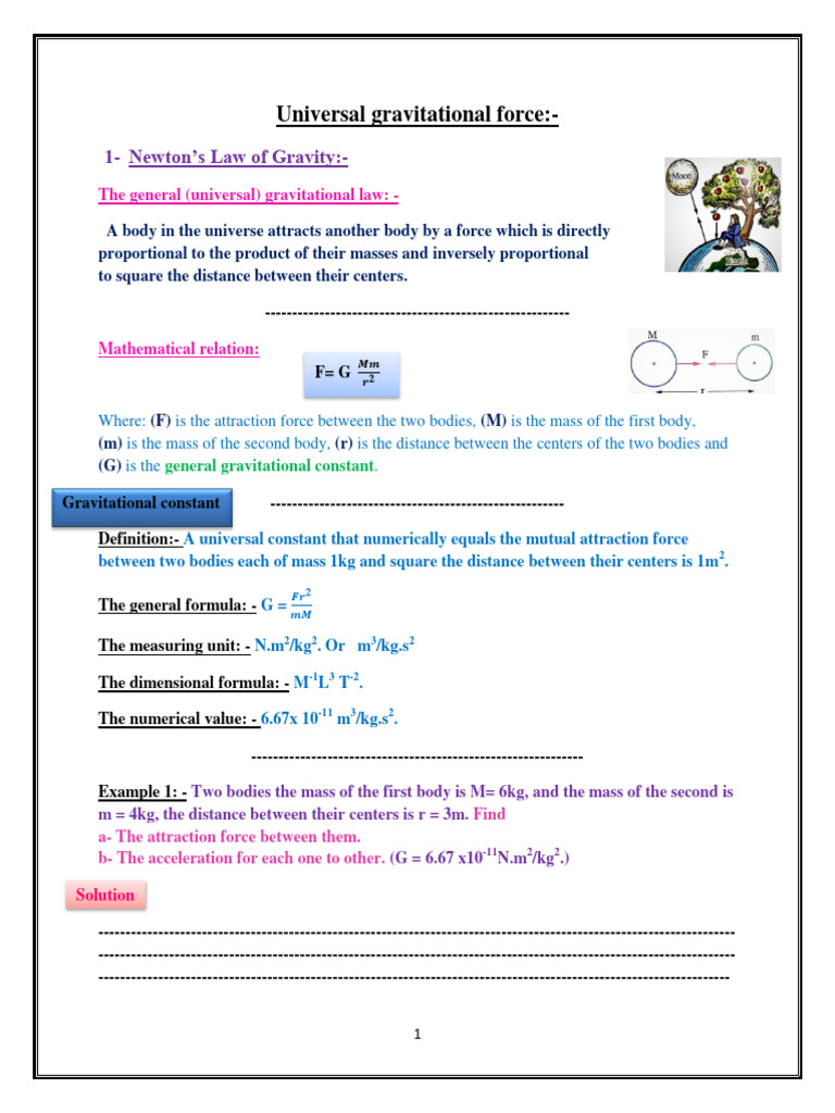 Universal Gravitational Force | PDF