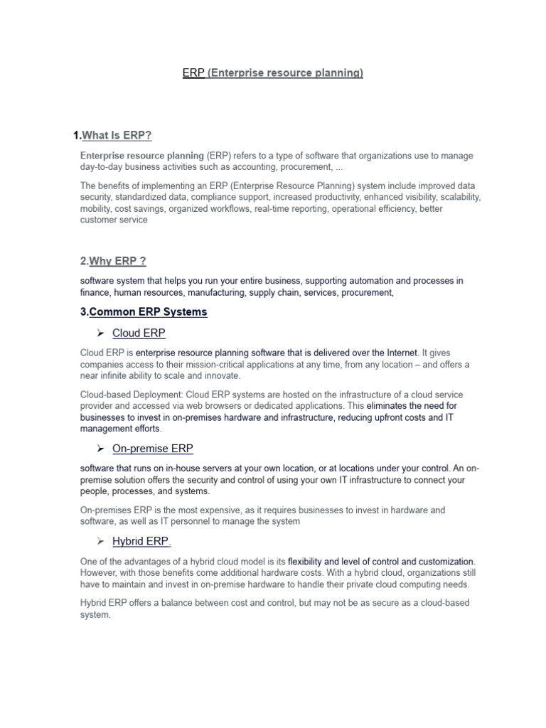 Enterprise Resource Planning | Download Free PDF | Enterprise Resource Planning | Cloud Computing