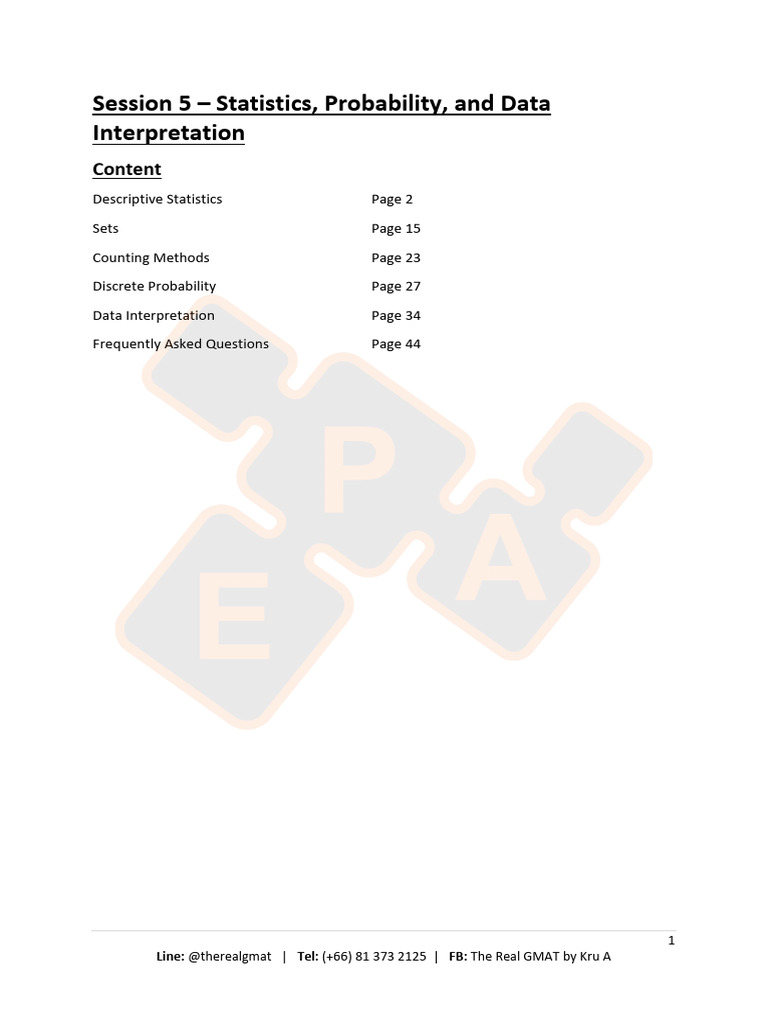 Quant - Session 5 - Statistics, Probability, and Data Interpretation ...