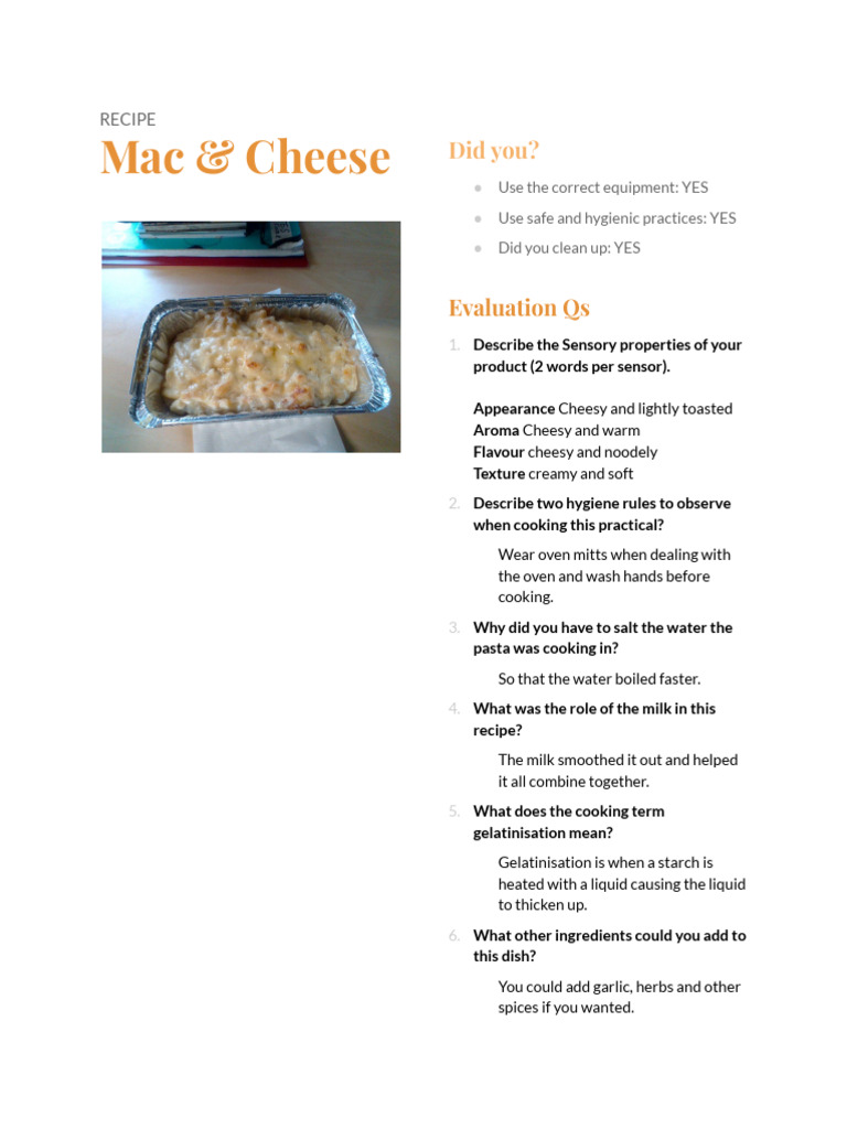 Mac & Cheese Recipe with Tips | PDF | Cooking, Food & Wine | Wellness