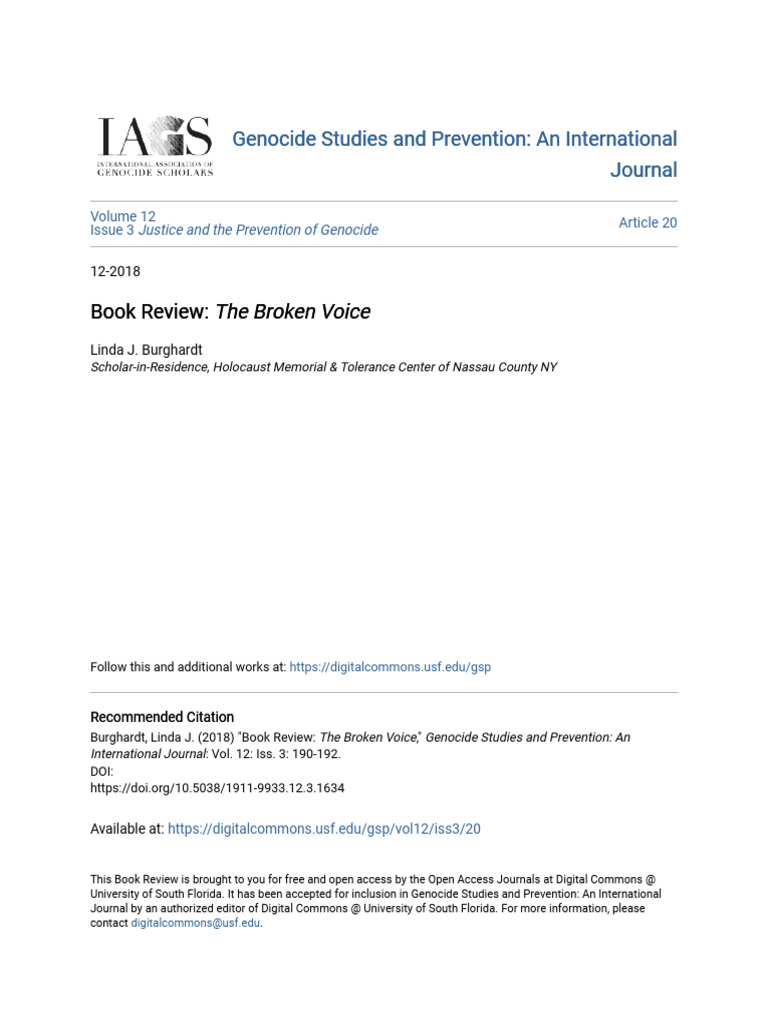 Book Review - I - The Broken Voice - I | PDF | Social Science | History