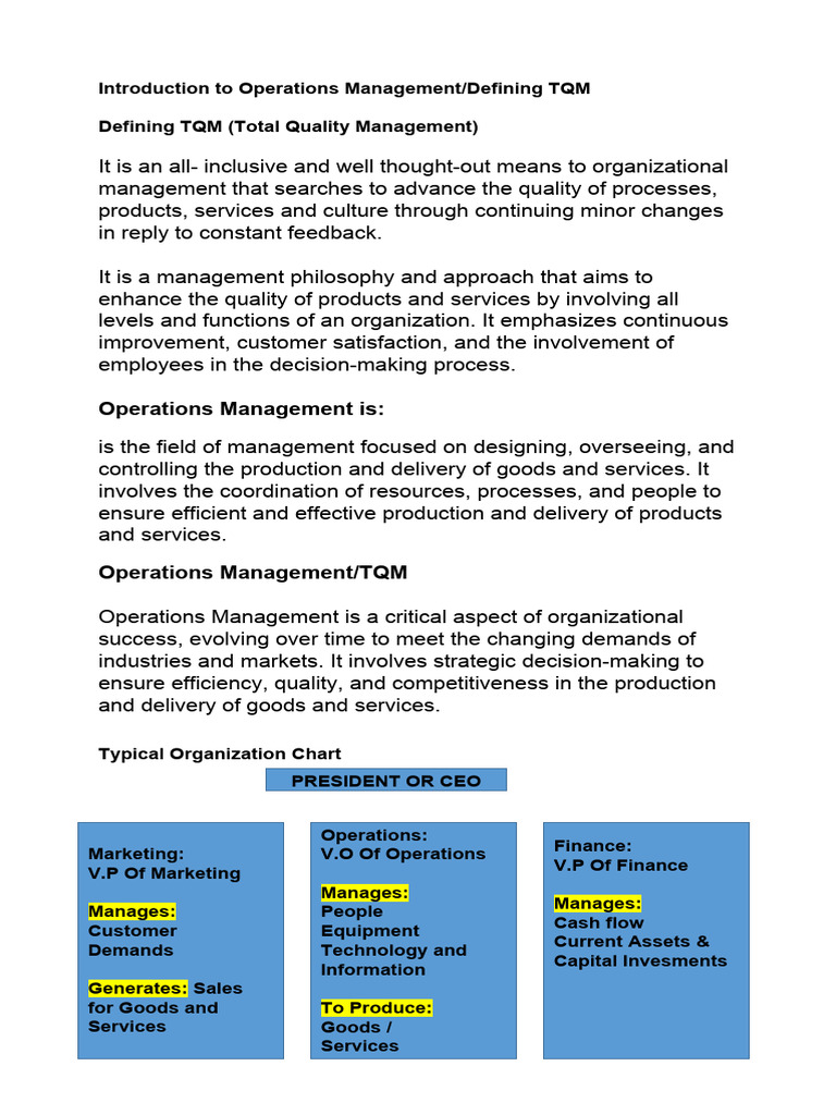 TQM (2.0) | PDF | Operations Management | Supply Chain