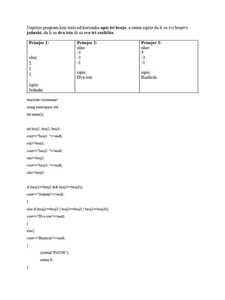 Programiranje Zadaci | PDF