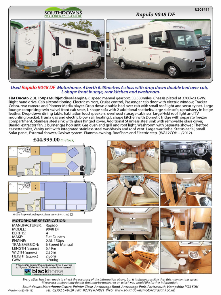 U201411 Used Rapido 9048 DF Motorhome | PDF