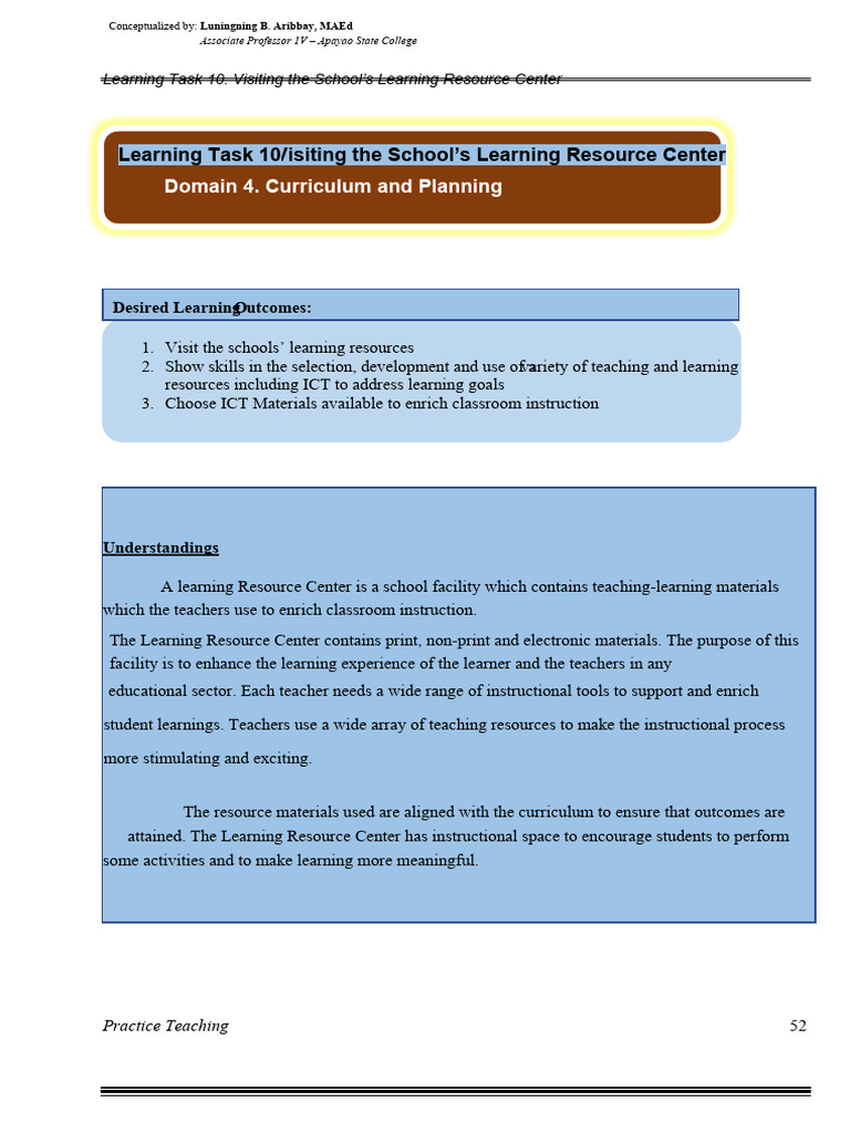 Learning Task 10 | PDF | Learning | Educational Technology