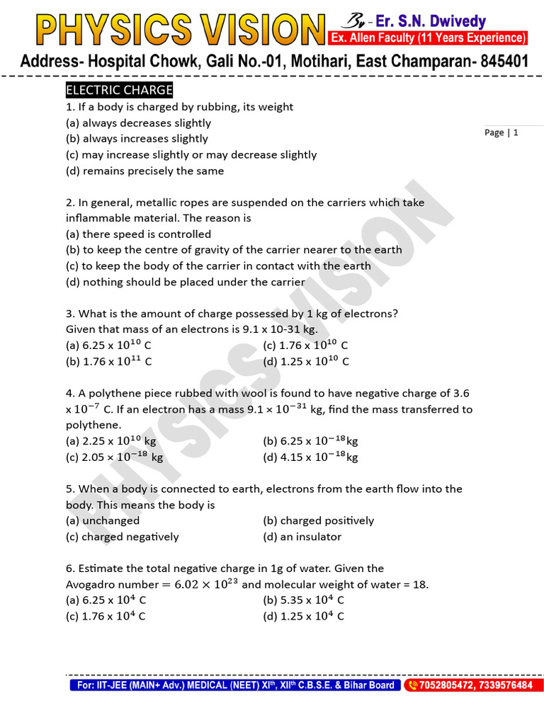 Electric Charge & Force (Physics Vision) | PDF | Electric Charge | Electron