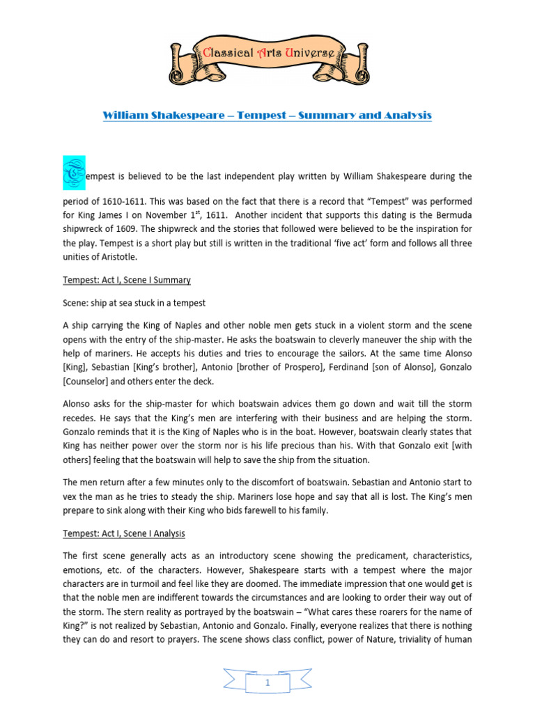 Shakespeares T E M P E S T | PDF | The Tempest