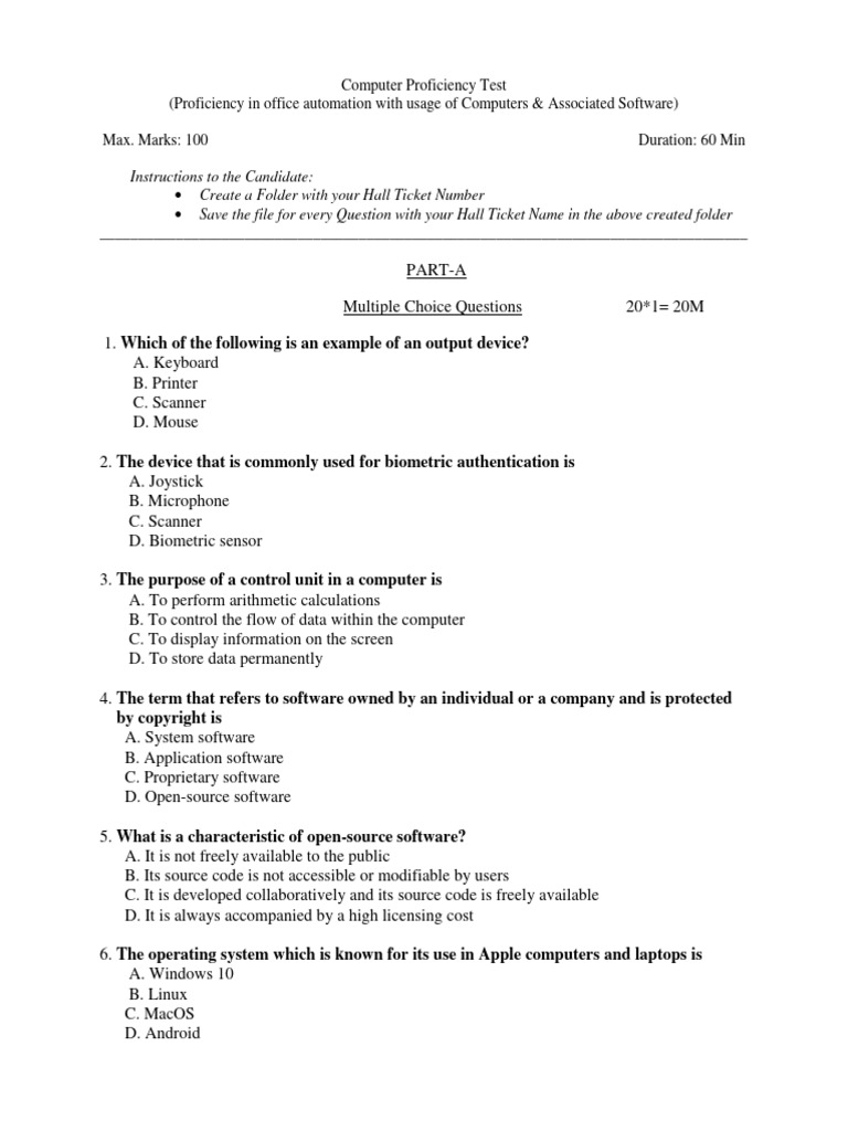 CPT Model Question Paper - 05022024 | PDF | Operating System ...