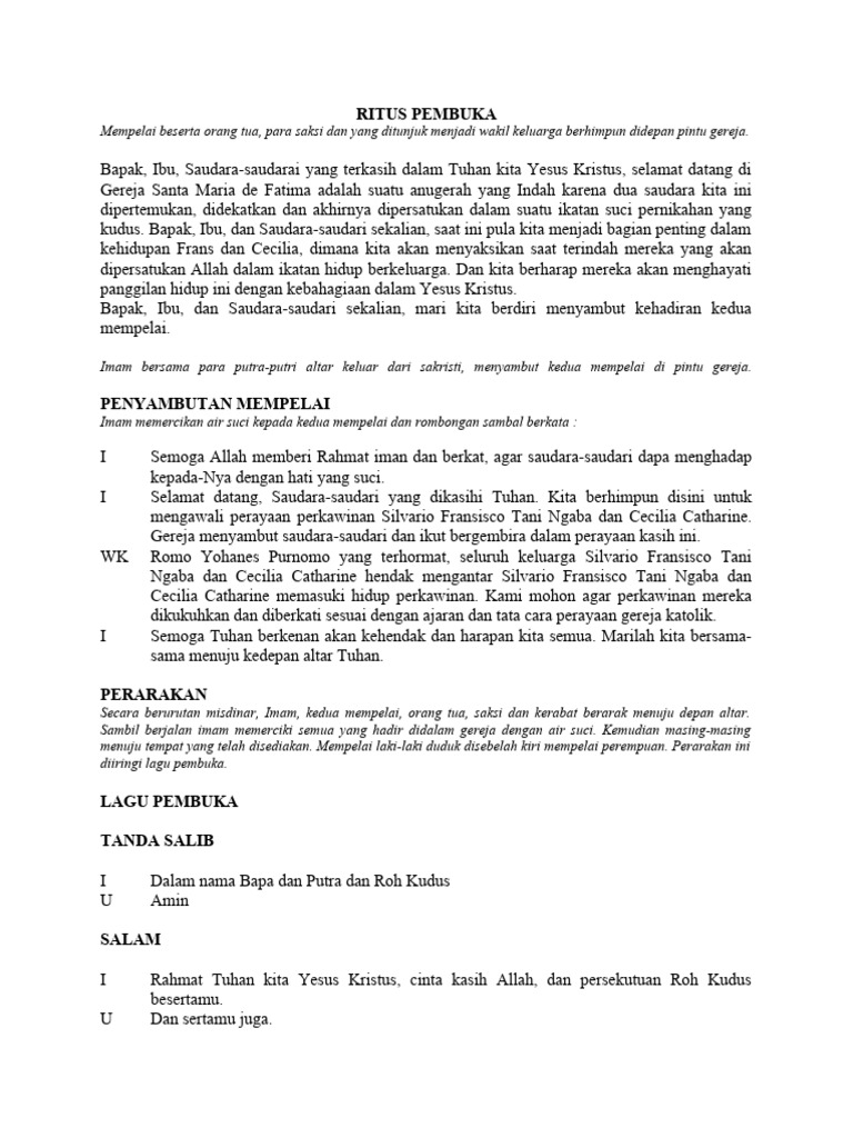 Buku Nikah Kristen: Panduan dan Contoh | PDF