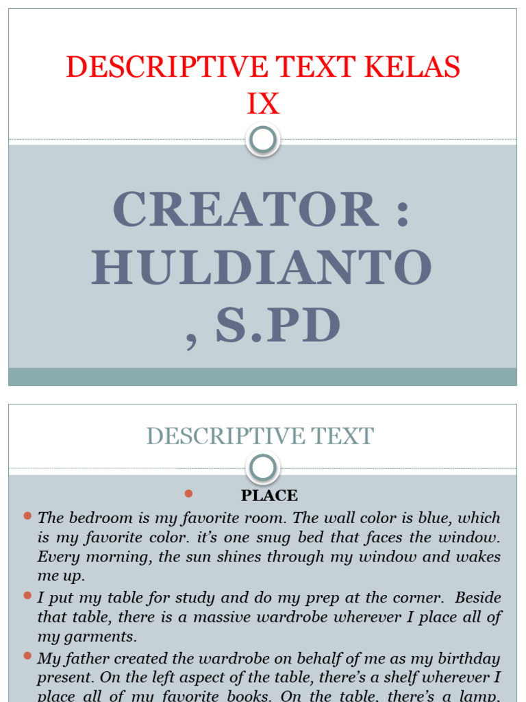 Descriptive Text Kelas Ix | PDF | Seni & Disiplin Bahasa