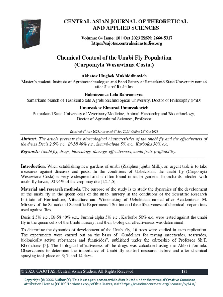 Chemical Control of The Unabi Fly Population | PDF | Fly | Creative Commons License