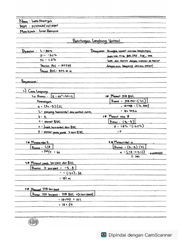 Lengkung Vertikal - Lailla Khoirriyah | PDF