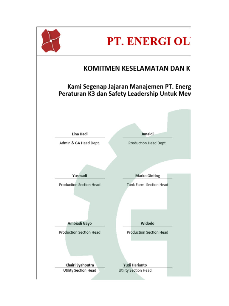 Tanda Tangan Komitmen k3 | PDF