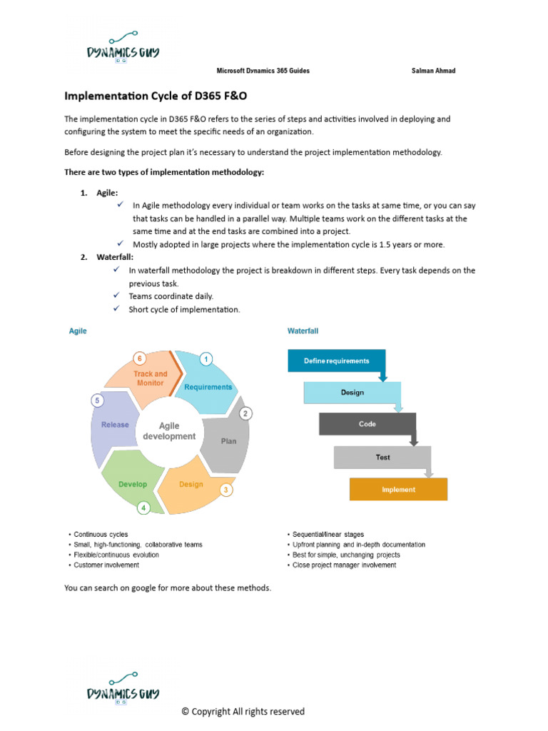Implementation Cycle of D365 F&O | PDF | Software Development Process ...