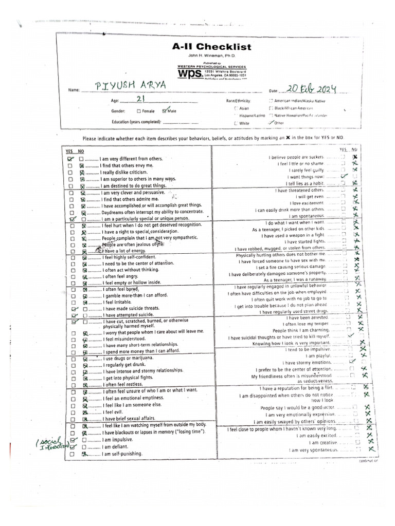 A-II Checklist | PDF
