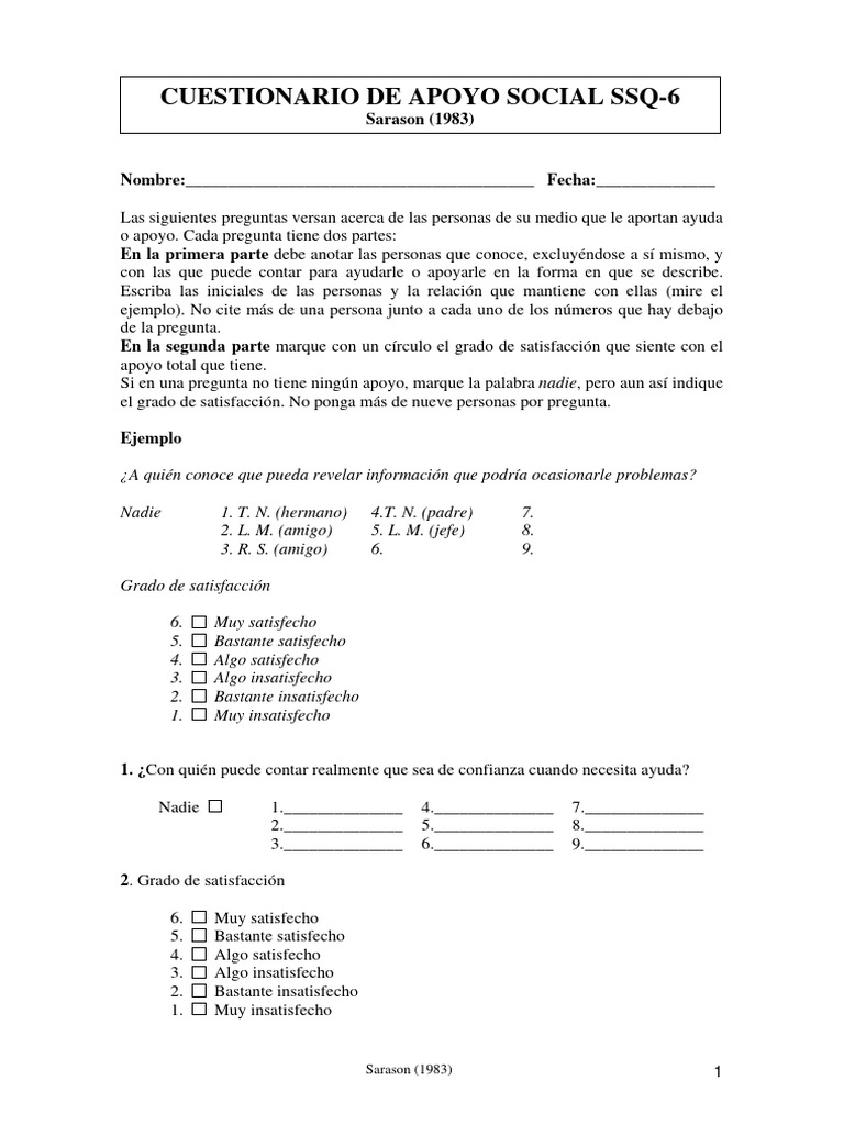 Cuestionario de Apoyo Social | PDF | Validez (Estadísticas) | Sicología