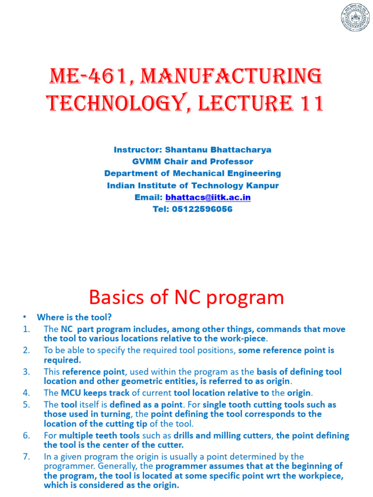 Manufacturing Technology (ME461) Lecture11 | PDF | Computing