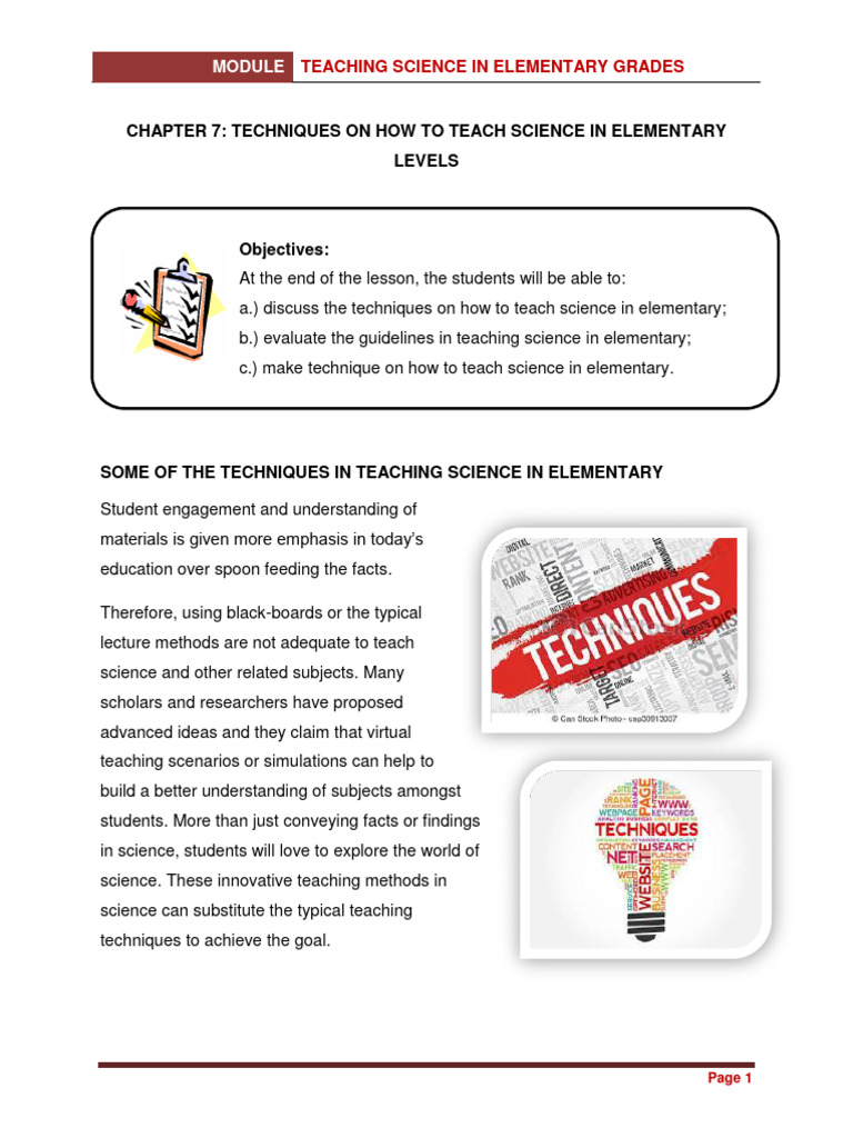 Chapter 7 Techniques On How To Teach Science in Elementary Levels | PDF ...