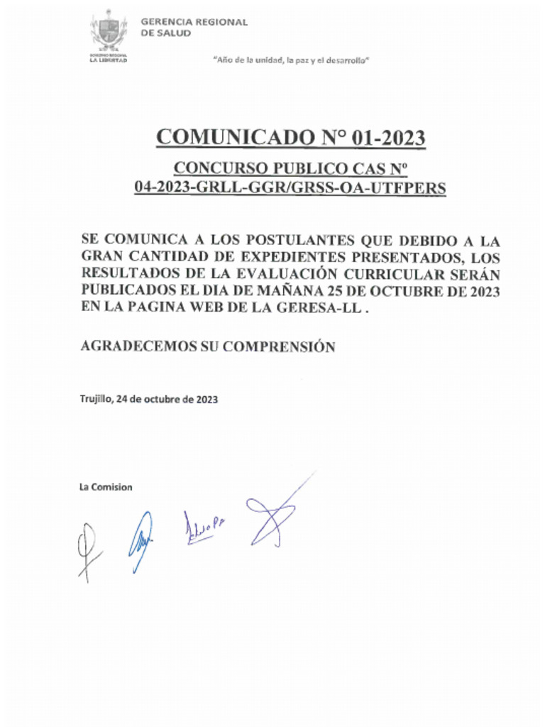Comunicado 01 Cas-04-2023. | PDF