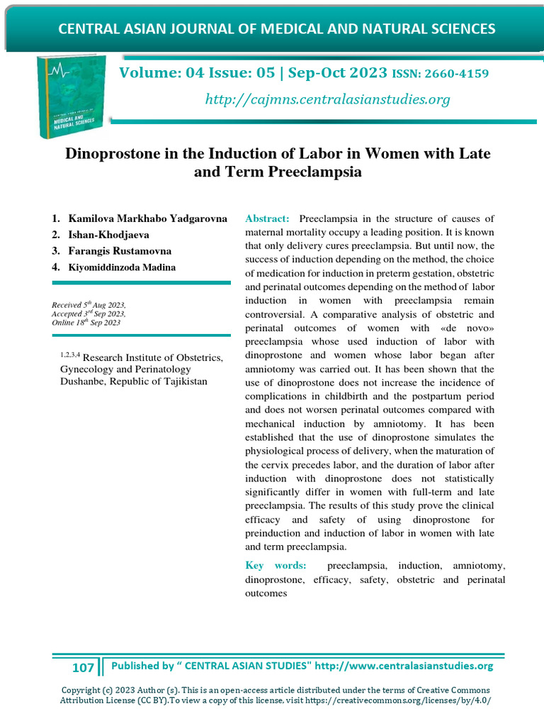 Dinoprostone in The Induction of Labor in Women With Late and Term ...