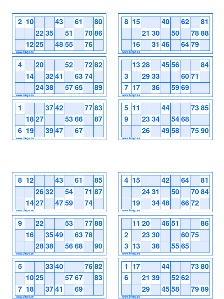 Números y combinaciones de bingo | PDF | Estilo de vida
