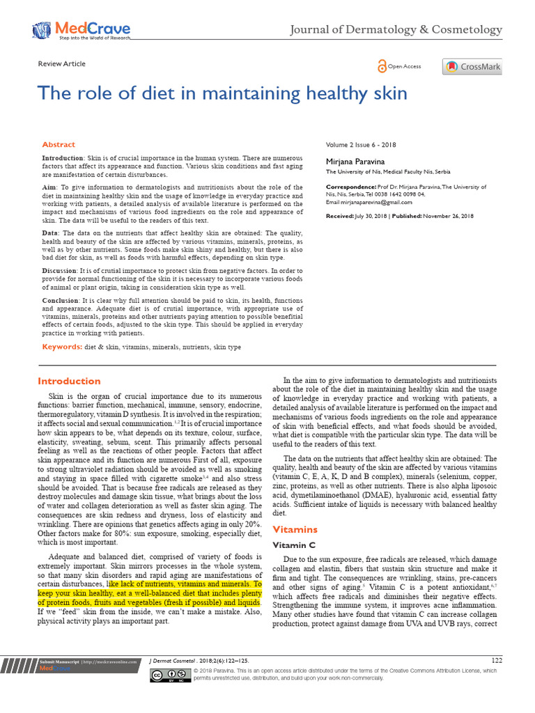 The Role of Diet in Maintaining Healthy Skin | PDF | Vitamin | Foods