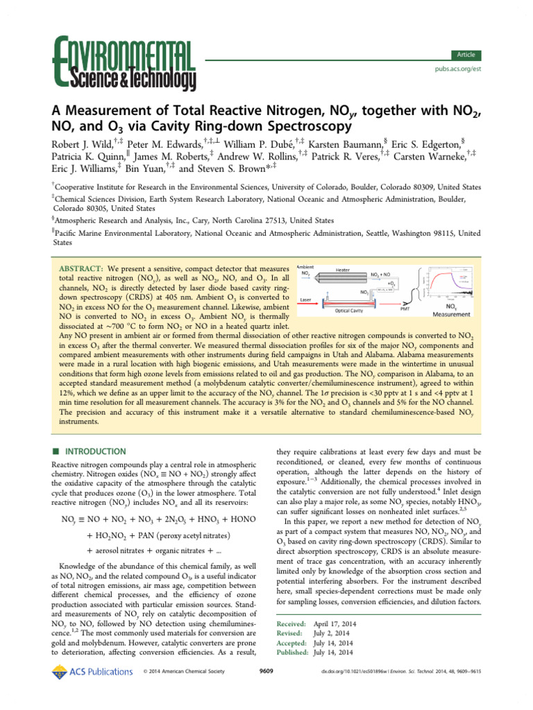 A Measurement of Total Reactive Nitrogen NOy Together With NO2 NO and ...