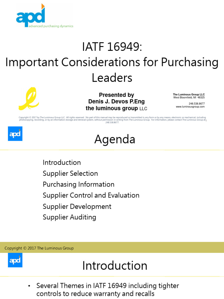 IATF For Purchasing Leaders Webinar | PDF | Audit | Iso 9000