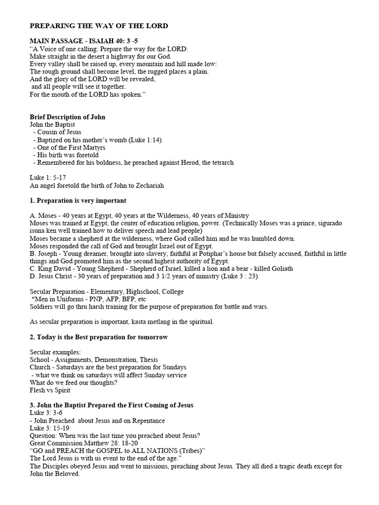 Preparing The Way of The Lord | PDF | Jesus | John The Baptist