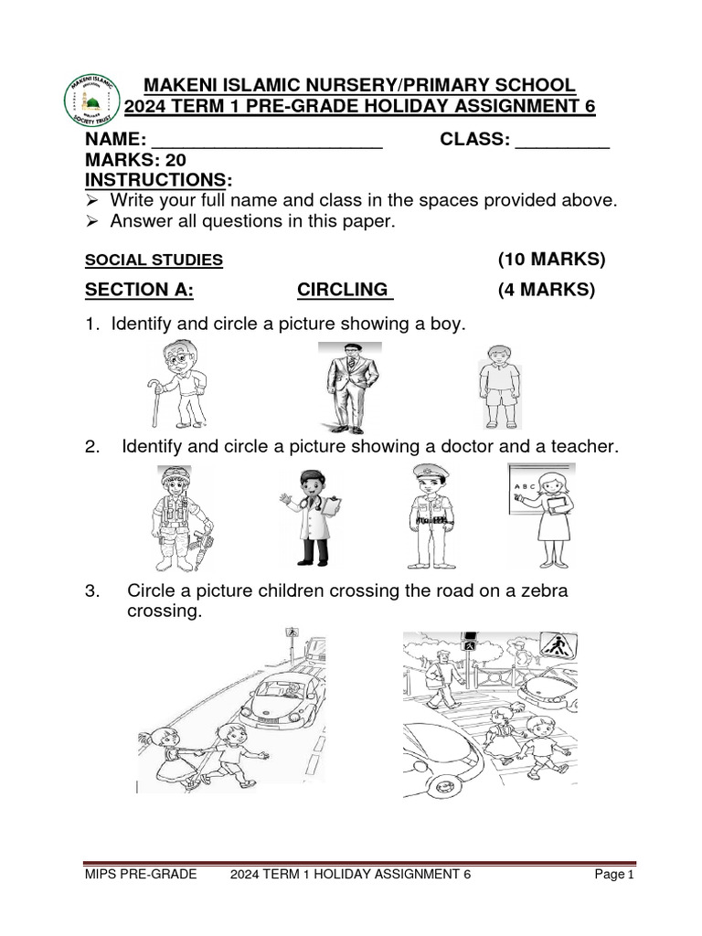 2024 Term 1 Pre-Grade Holiday Assignment 6 | PDF