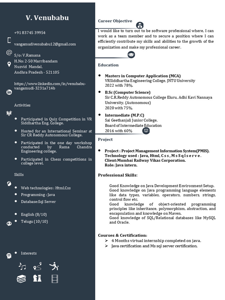 Venubabu Vangamudi Resume | Download Free PDF | Java (Programming Language) | Databases