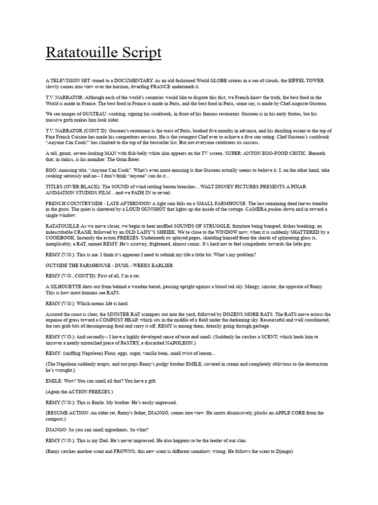 Ratatouille Script | Download Free PDF | Cooking