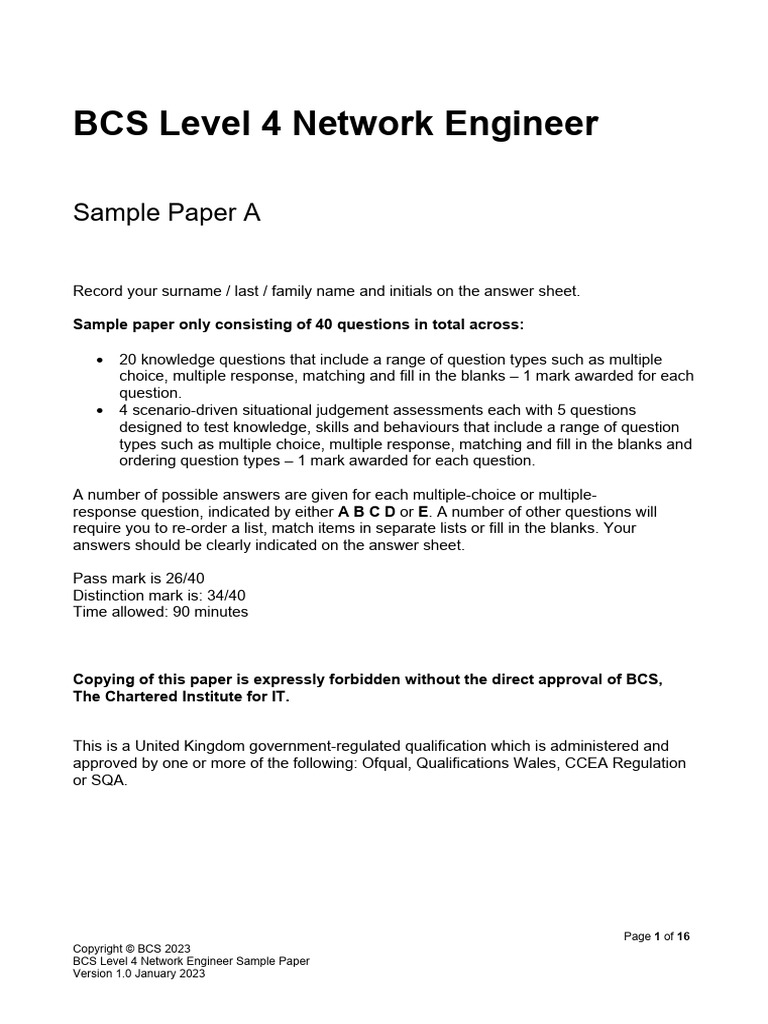 DMP l4 Network Engineer Sample Paper | PDF | Computer Network | Firewall (Computing)